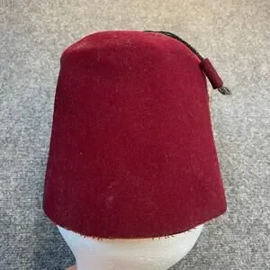 Vintage | Accessories | Vintage Shriners Red Fez Rhinestone Emblem Wool ...